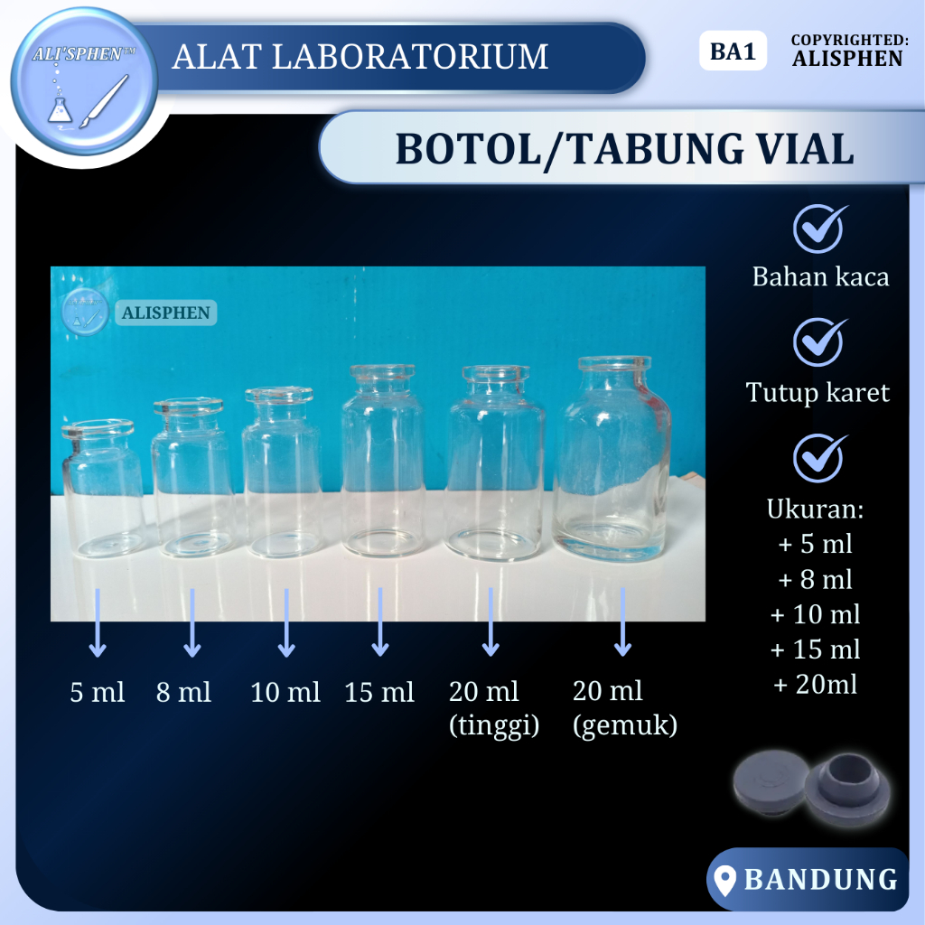 Jual Botol Vial | Tabung Vial | 5,8,10,15,20 ml | Tutup Karet | Shopee ...