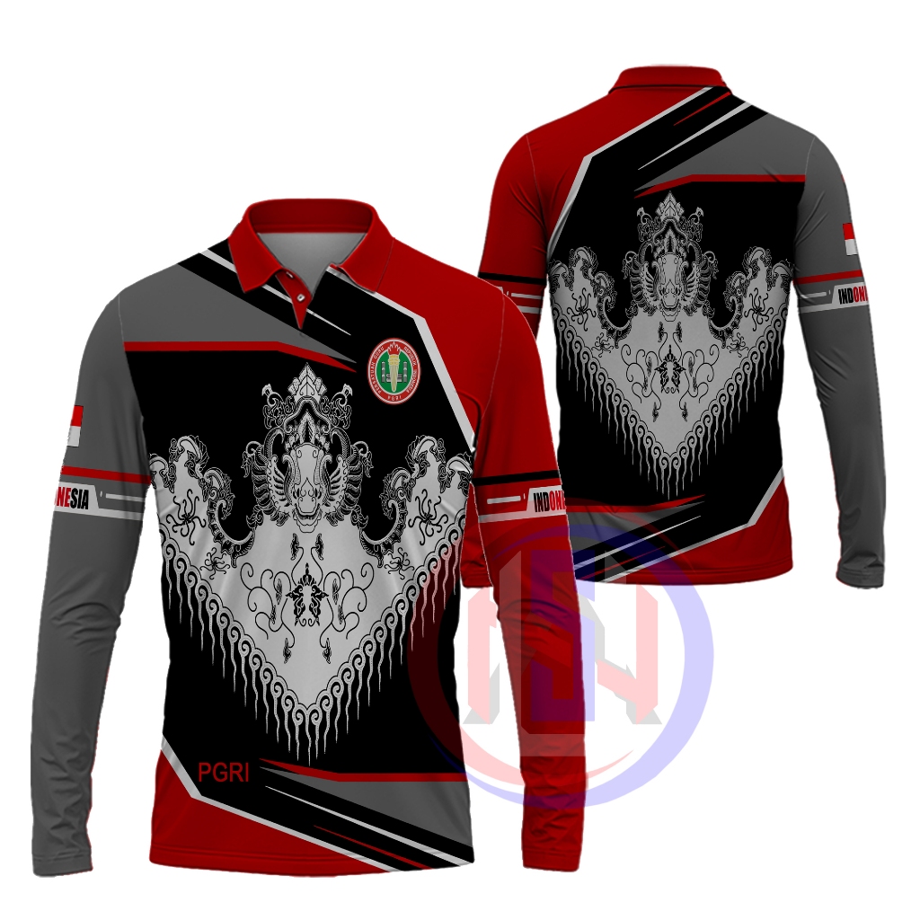 Jual Kaos Baju Jersey PGRI Fullprint Baju Batik PGRI Kaos Polo Batik PGRI Lengan Panjang ...