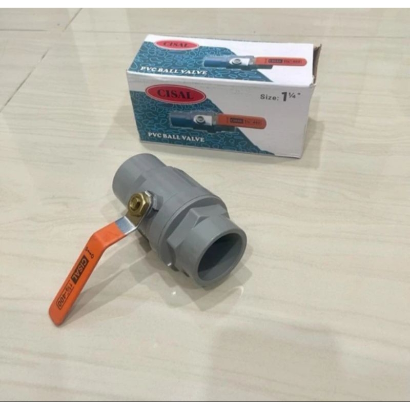 Jual ball Valve pvc gagang besi ss CISAL 1-1/4 inchi setop keran plastik engkol besi stop kran ...