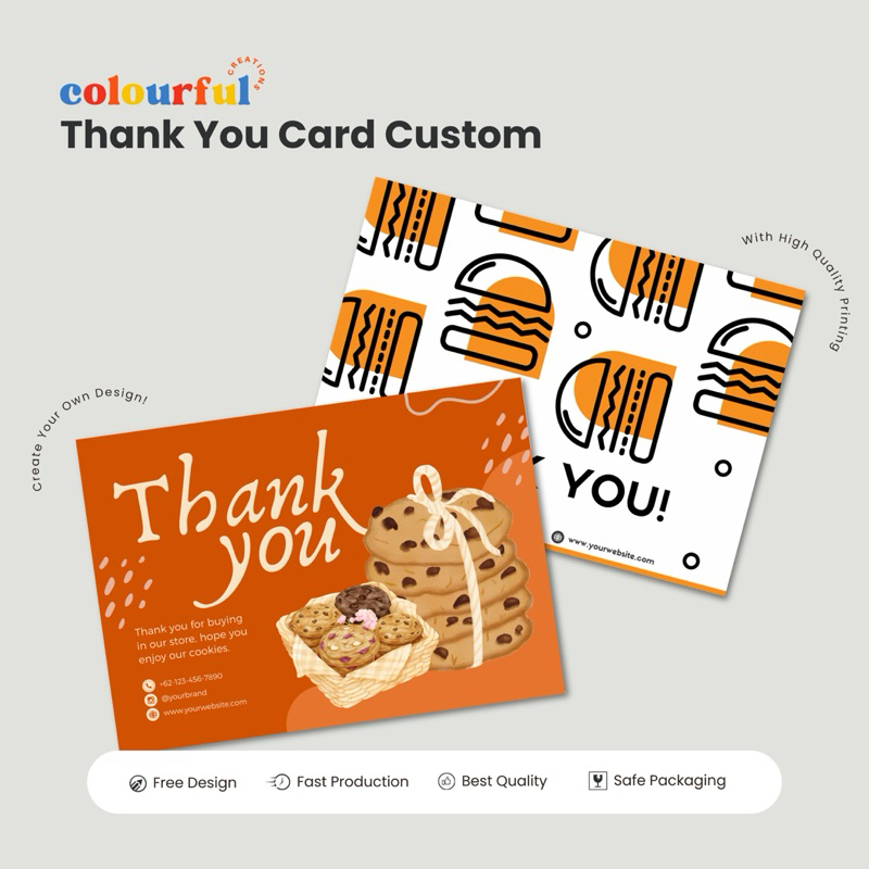 Jual Thank you card online shop makanan dessert sushi minuman cookies ...