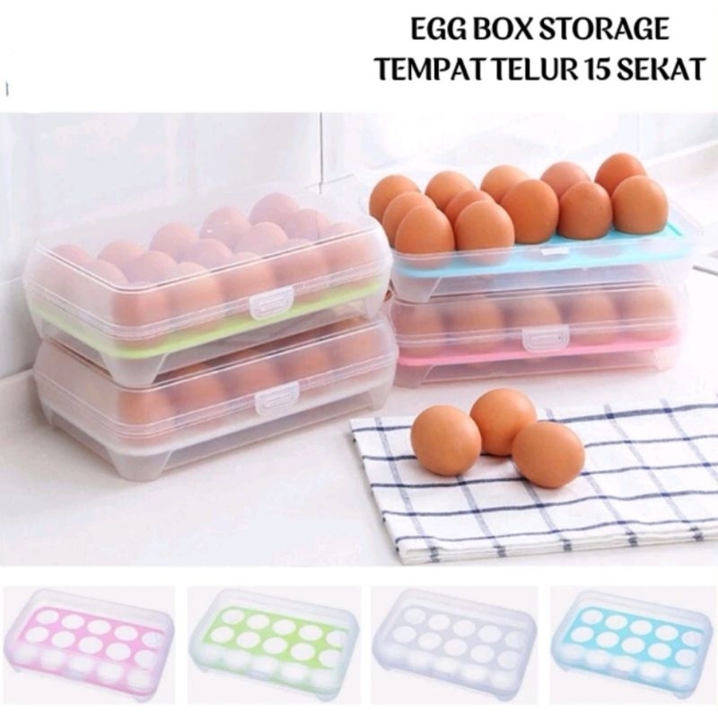 Jual Homeware Tempat Box Telur 15 Butir / Wadah Egg Storage 15 Lubang ...