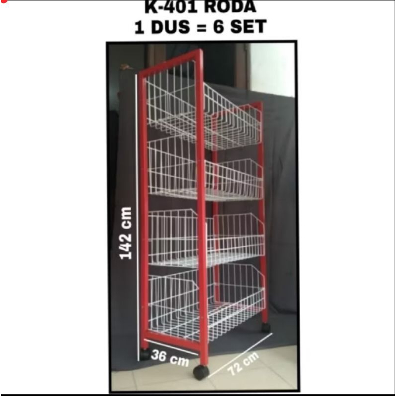 Jual Rak Toko Kotak Roda/Rak Minimarket Tebal K401 / Susun 4 | Shopee ...