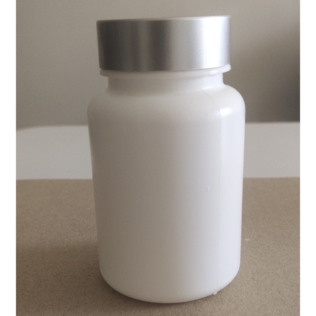 Jual PL Botol Kapsul Bekas Warna Putih Susu Tutup Perak Metal isi 30 ...
