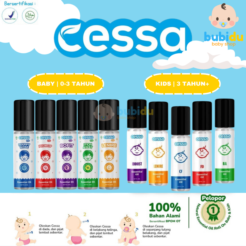 Jual Cessa Baby & Kids Essential Oil merah oren hijau ungu anti nyamuk ...