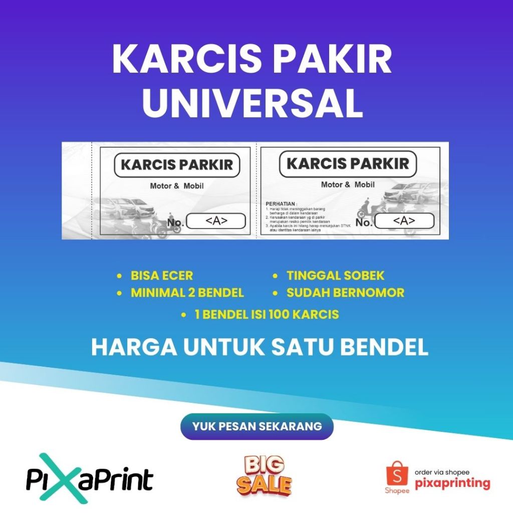 Jual KARCIS PARKIR SATUAN UMUM UNIVERSAL SUDAH NUMERATOR | Shopee Indonesia