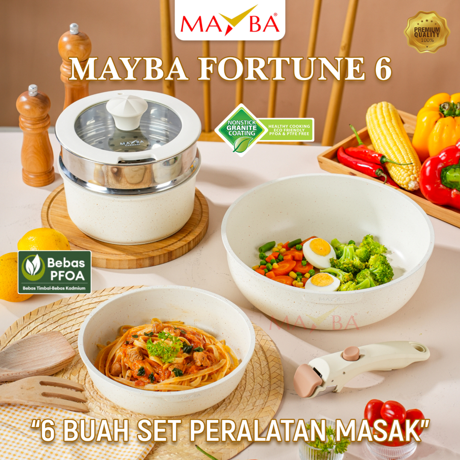 Jual MAYBA FORTUNE 6 PCS Peralatan Masak Dapat Dilepas Pegangan Anti ...