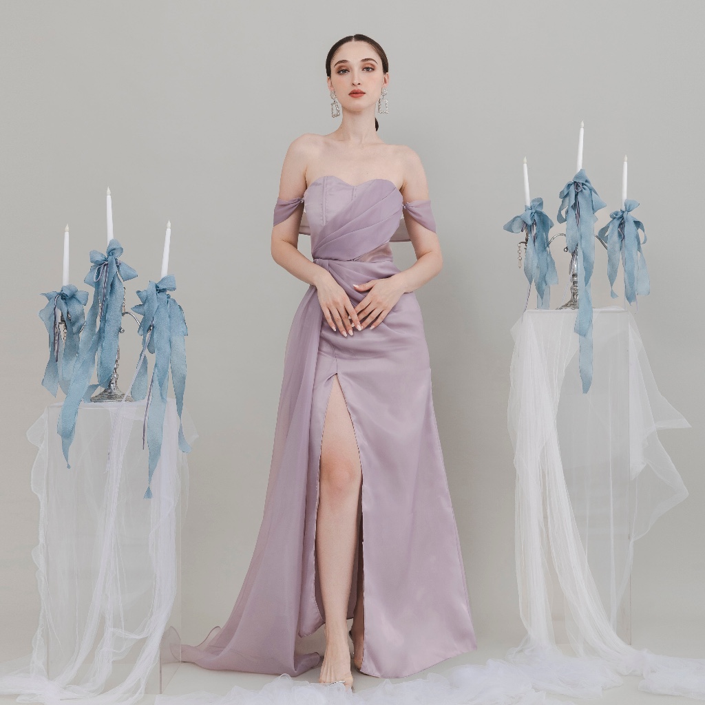 Jual COMA LABEL - Eydis Dress / Gown in Purple Haze, Black & Navy Blue ...
