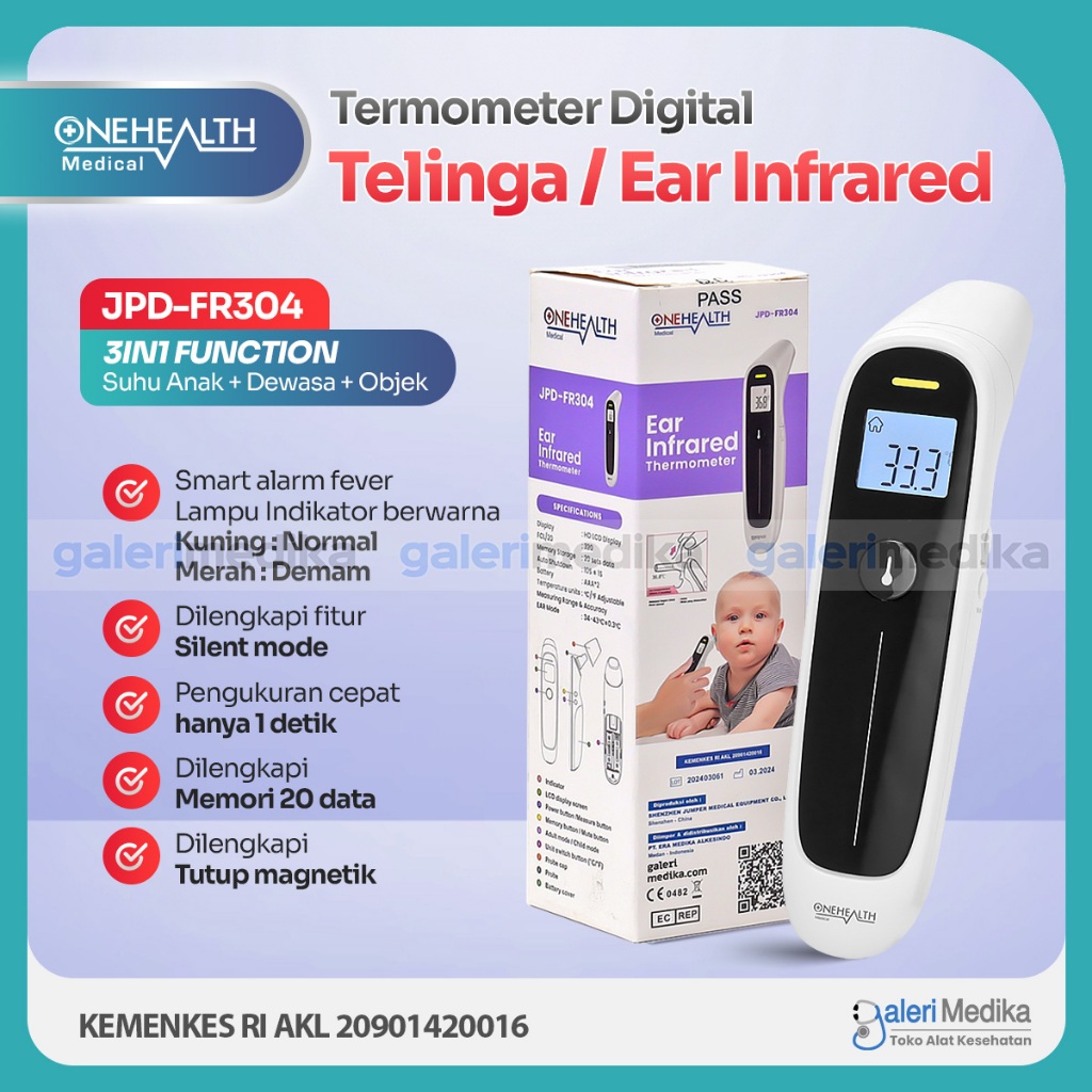 Jual Termometer Infrared Telinga OneHealth JPD-FR 304 Tutup Magnetic ...