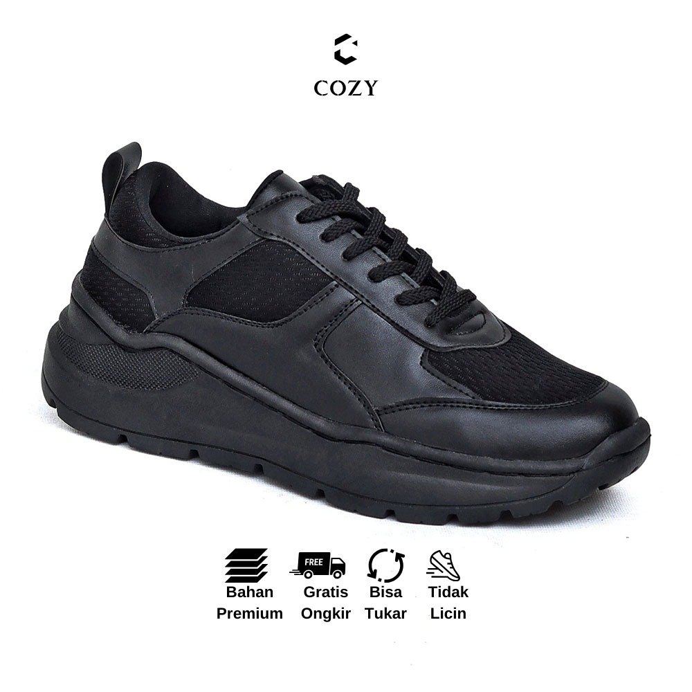 Jual CZY Dallas Sepatu Pria Sneakers Casual Formal Hitam Original Handmade | Shopee Indonesia