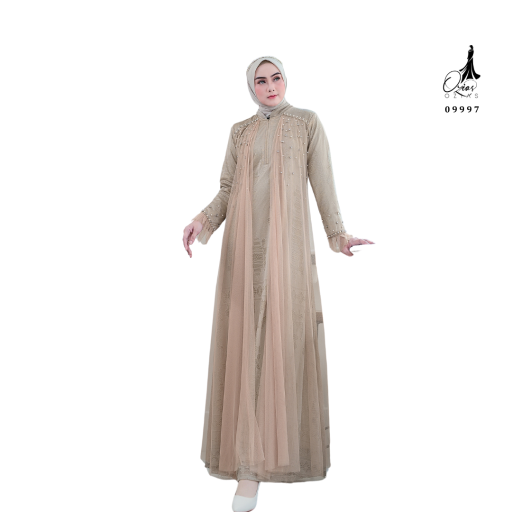 Jual Ozias - Gamis Brokat Blosom 09997 LD 105cm I Gamis Fashion Muslimah I Gamis Wanita Mewah ...