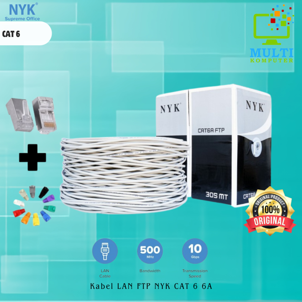 Jual Kabel LAN FTP NYK CAT 6 6A 20 METER | Shopee Indonesia
