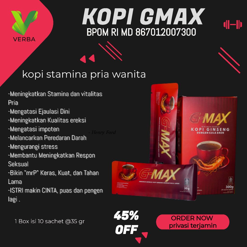 Jual GMAX KOPI STAMINA PRIA TAHAN LAMA ORIGINAL 100% EXTRA GINSENG & GULA AREN BPOM | Shopee ...