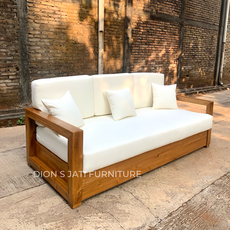 Jual Sofa 3 Seater / Sofa Tamu Kayu Jati Minimalis | Shopee Indonesia