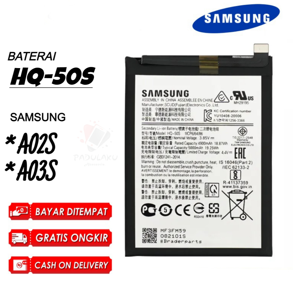 Jual Baterai Samsung A02S A03 A03S HQ-50S Original Battery Batrei Batray Batre Hp Ori | Shopee ...