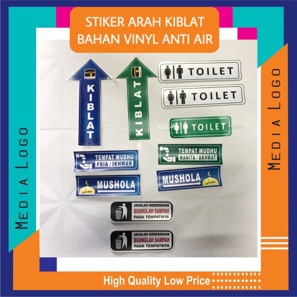 Jual STICKER SIGN ARAH KIBLAT-BAHAN VINYL ANTI AIR (LAMINATING GLOSSY ...