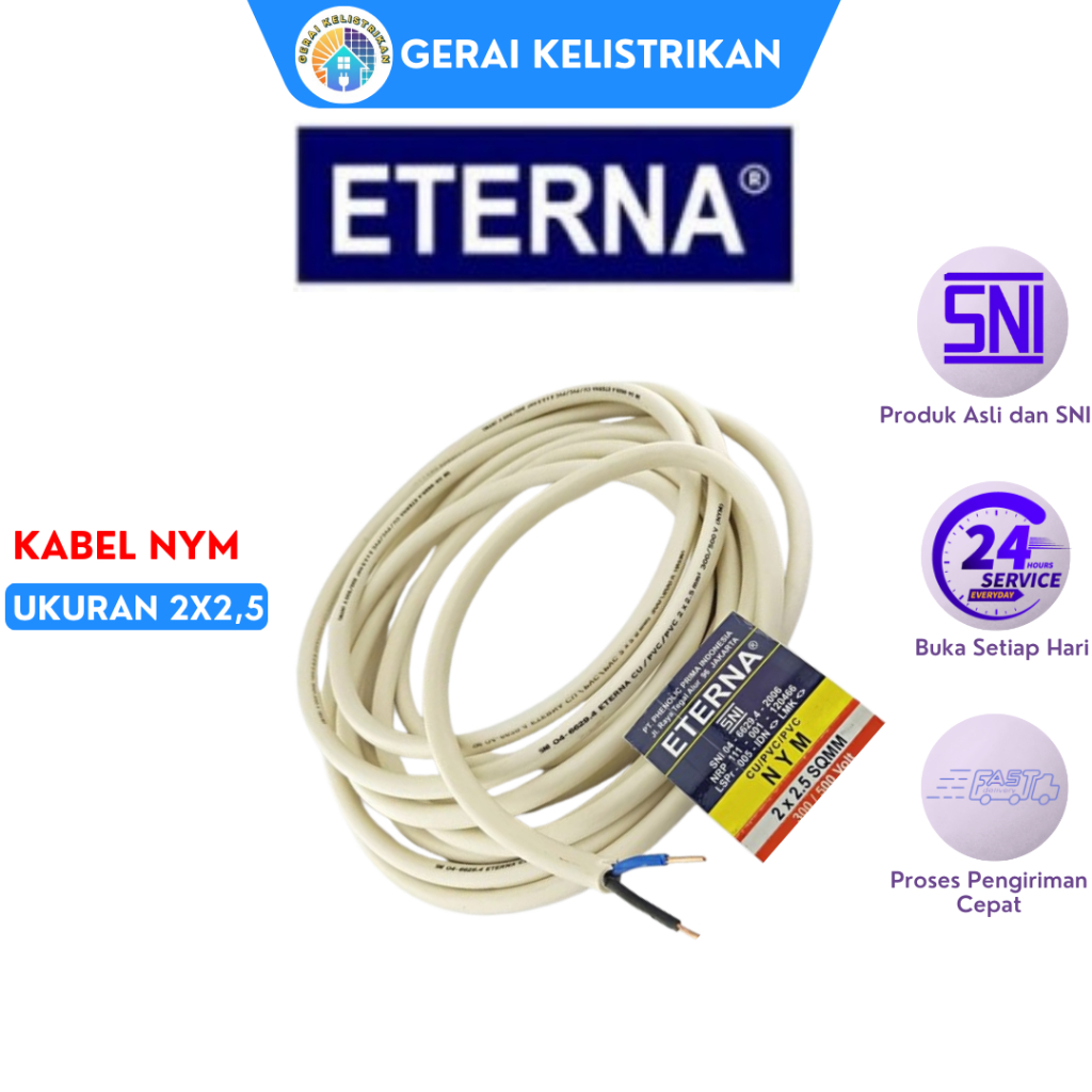 Jual Kabel NYM 2x2,5 ETERNA Kabel LIstrik Kawat Tembaga | Shopee Indonesia