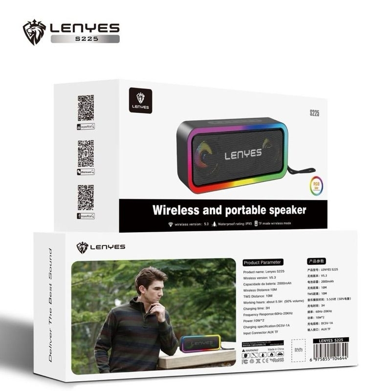 Jual Speaker Lenyes 20W S225 Wireless Bluetooth 5.3 TWS RGB LED ...