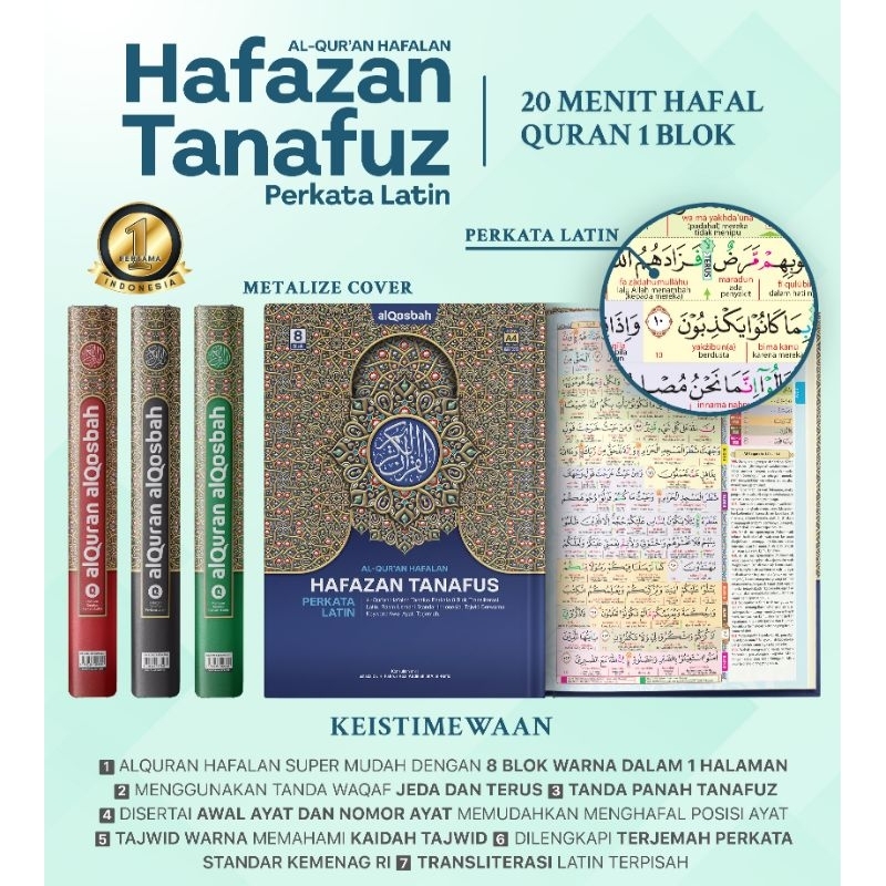 Jual Alquran Hafalan Hafazan Perkata Latin Transliterasi 8 Blok Ukuran ...
