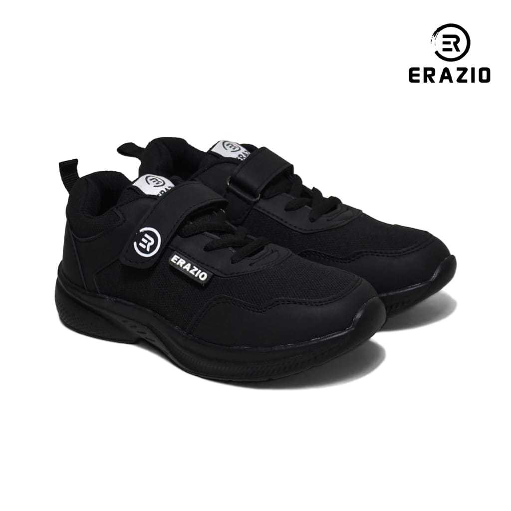 Jual ERAZIO Sepatu Sekolah Anak Model Pylon Velcro Dan Tali All Black ...