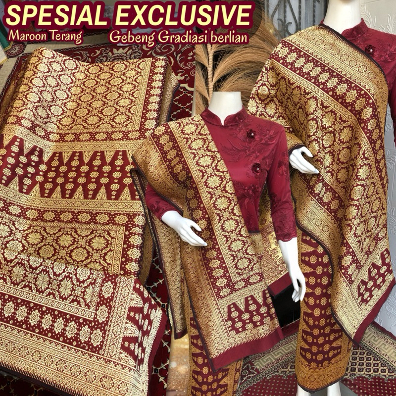Jual Exclusive Songket Lepus Gebeng Gradiasi Berlian ORI maroon Terang Spesial Exclusive ...