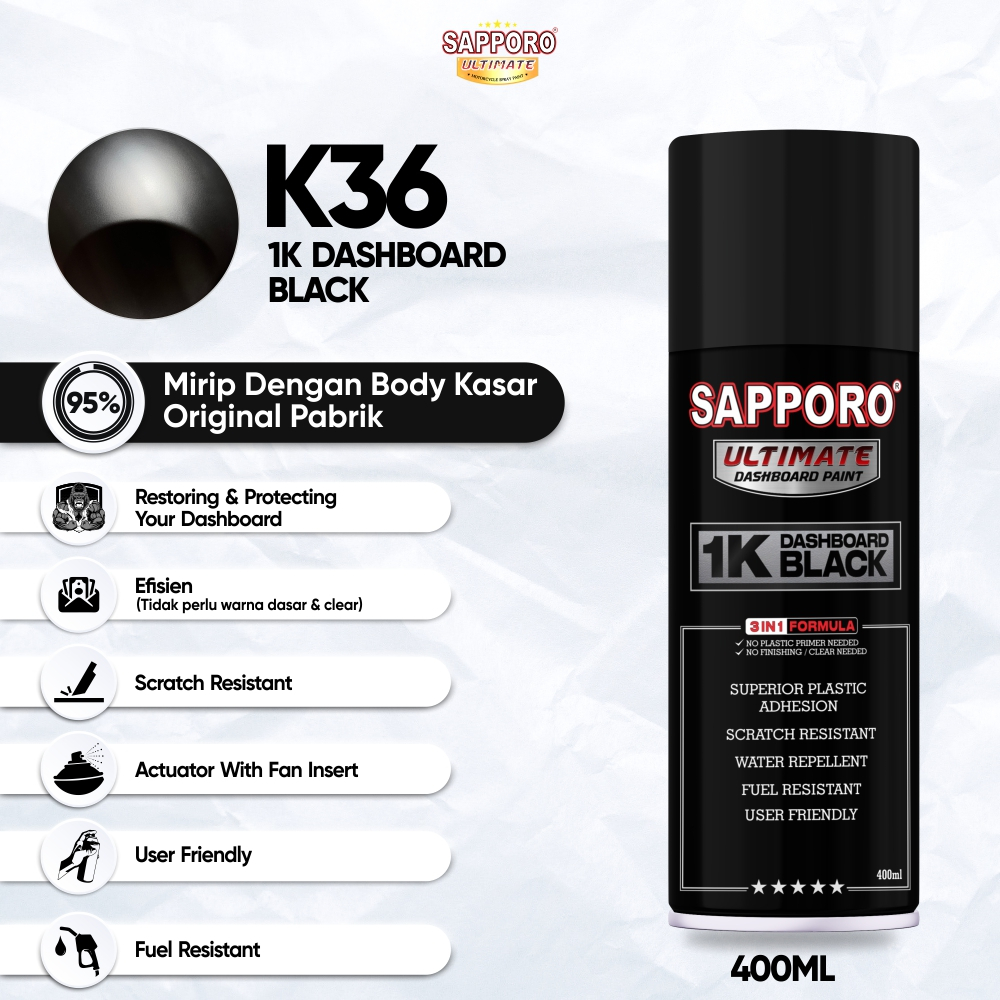 Jual Sapporo Ultimate K36 1K Dashboard Black / Cat Spray Semprot Aerosol Terbaik | Shopee Indonesia