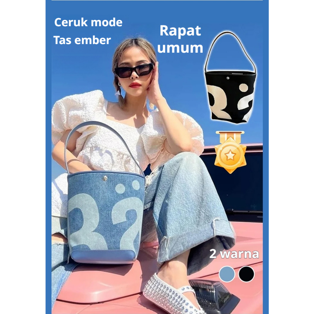 Jual 2024 Gaya Baru Tas Ember Ceruk/Tas Bahu Cetak Huruf Kapasitas ...