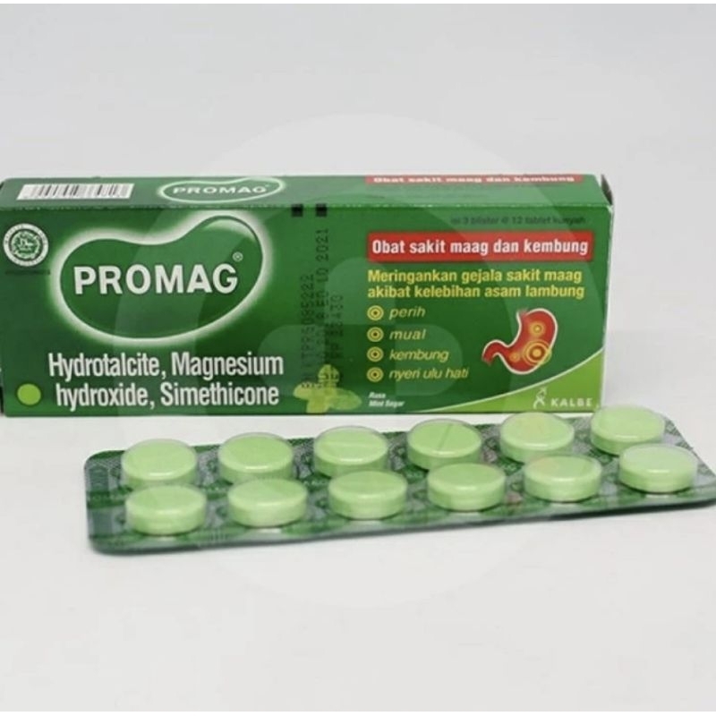Jual Promag tablet kunyah obat sakit maag 1 strip isi 10 tablet ...