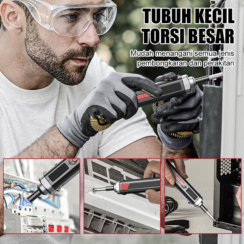 Jual Cordless Screwdriver Bor Cordless Mini Obeng listrik set alat ...