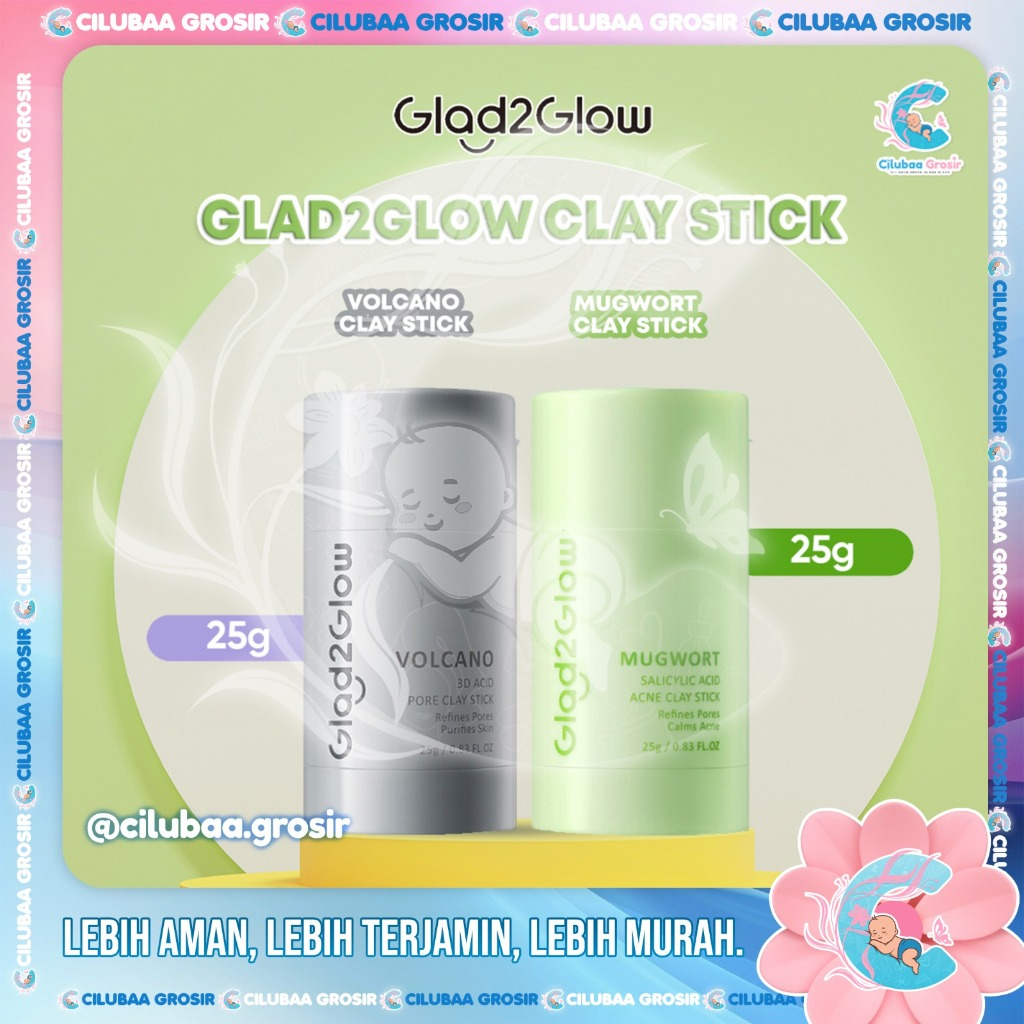 Jual GLAD2GLOW Mugwort Clay Mask & Volcano Clay Mask || Clay Stick Real ...