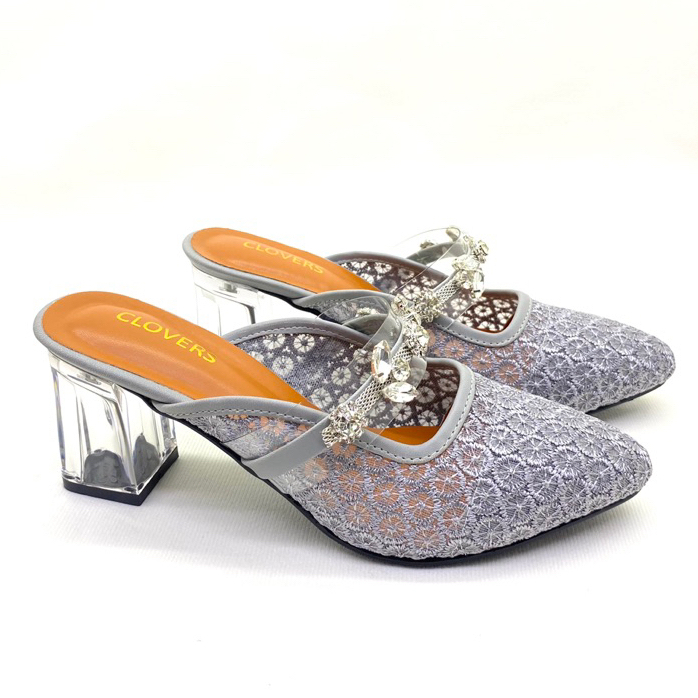 Jual Clovers Shoes sandal heels pesta Pernikahan wanita Sandal Brukat ...