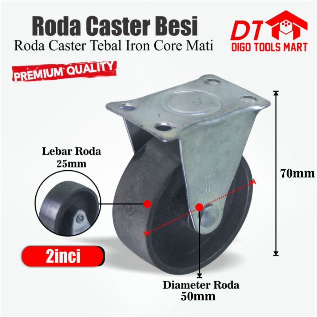 Jual DIGO Roda Caster Besi 2 Inci Mati Iron Caster Wheel Troly Plat ...
