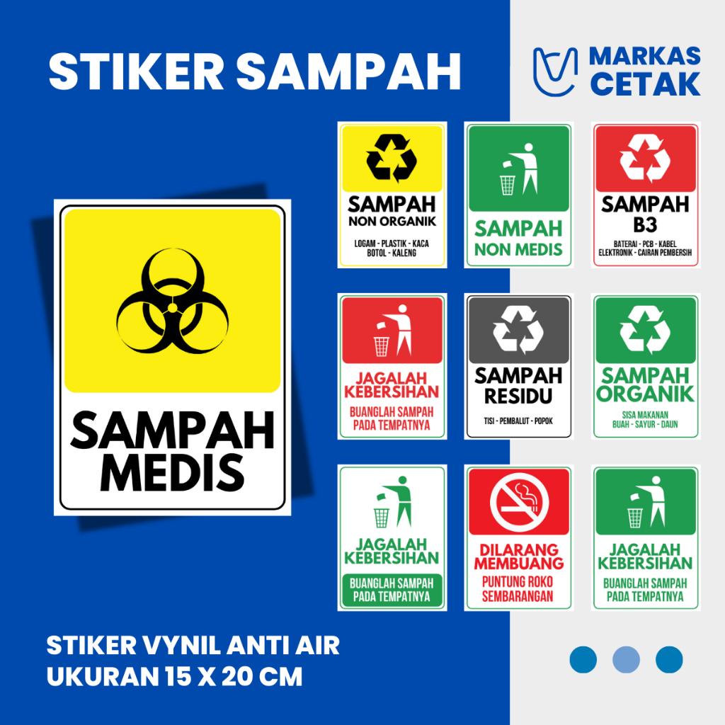 Jual Stiker Sampah Medis, Stiker Sampah Non Medis B3 Sampah Residu ...