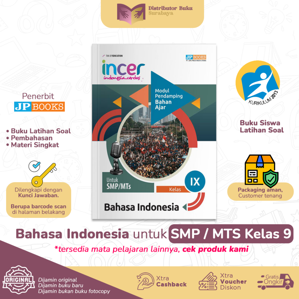 Jual Buku Latihan Soal Siswa + Pembahasan Materi (Plus Kunci Jawaban) Incer Bahasa Indonesia Smp ...