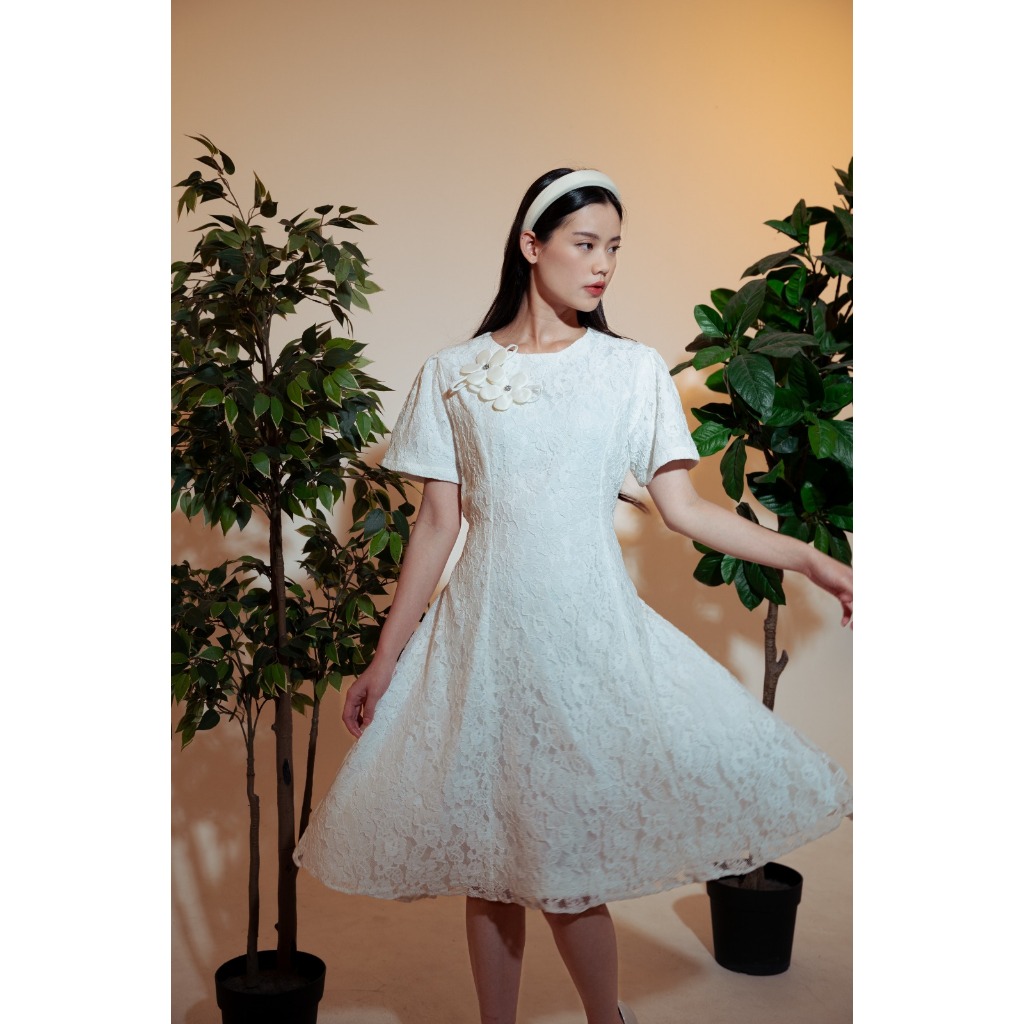 Jual Jolie Clothing Arwen Lace Midi Dress / Short Sleeves Dress ...