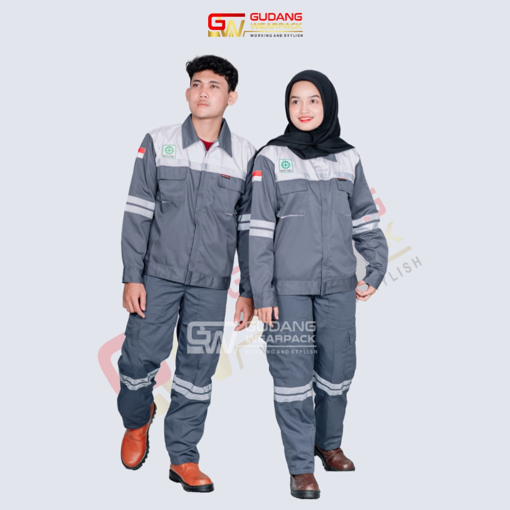 Jual WEARPACK SETELAN Wearpack ABU-PUTIH/lengan panjang/sleting/SETELAN ...