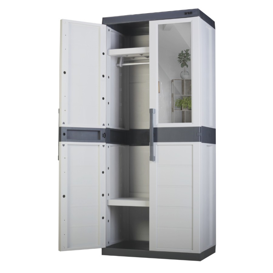Jual Lemari Pakaian Plastik Elegan Dua Pintu Arisa CA502A - ABU | Shopee Indonesia