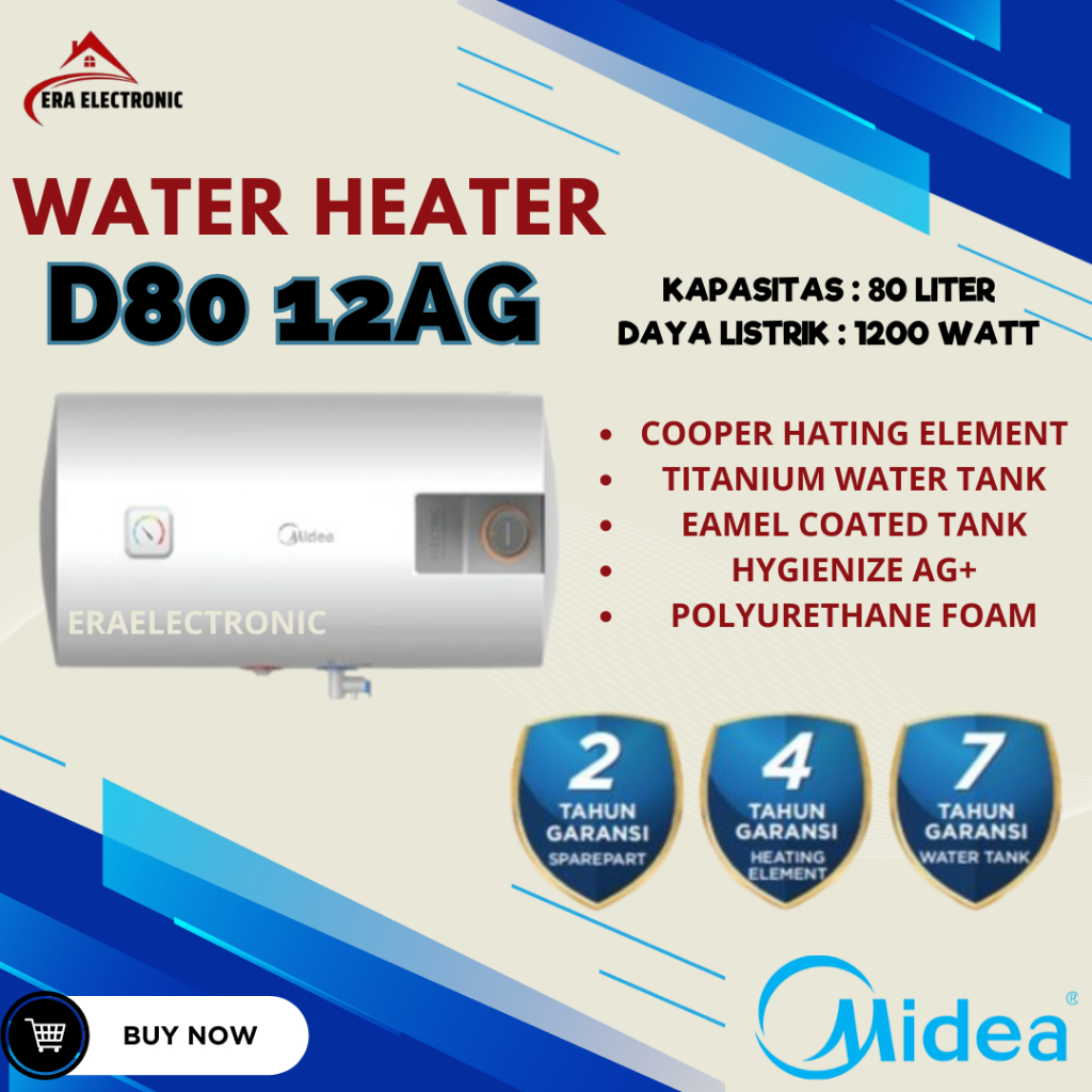 Jual Water Heater MIDEA 80 liter HORIZONTAL D80-12AG 80 liter | Shopee Indonesia