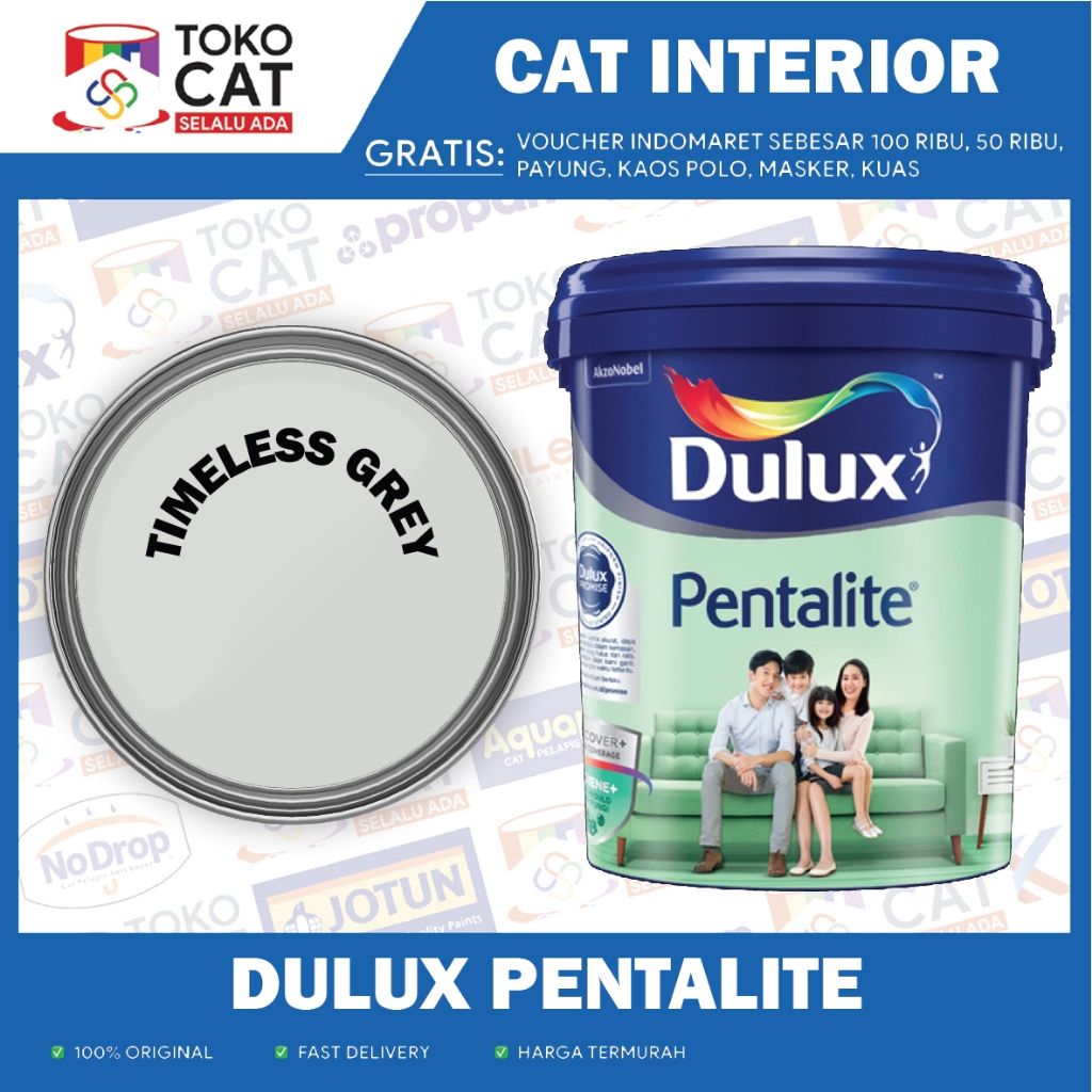 Jual Cat Tembok Interior | Dulux Pentalite TIMELESS GREY 20 L | Kemasan ...