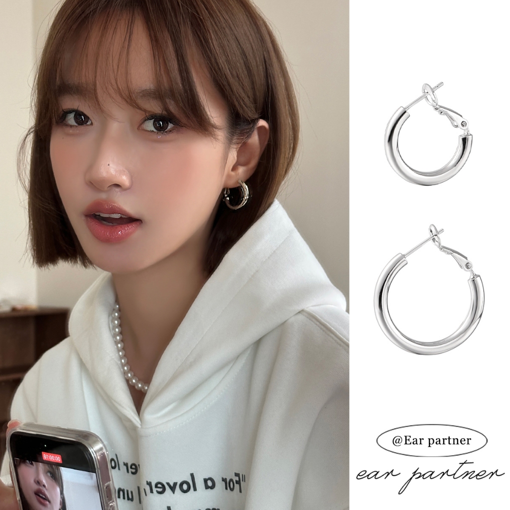 Jual Ear Partner Anting bulat warna solid wanita jarum perak 925 Desain ...