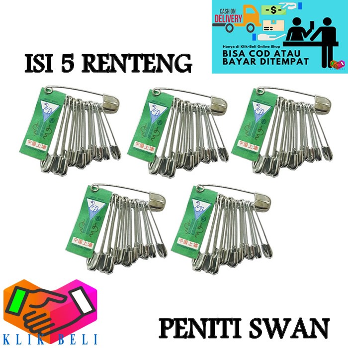Jual (ISI 5 RENTENG) Peniti Swan Stainless Steel Pin Hijab Safety Pins ...