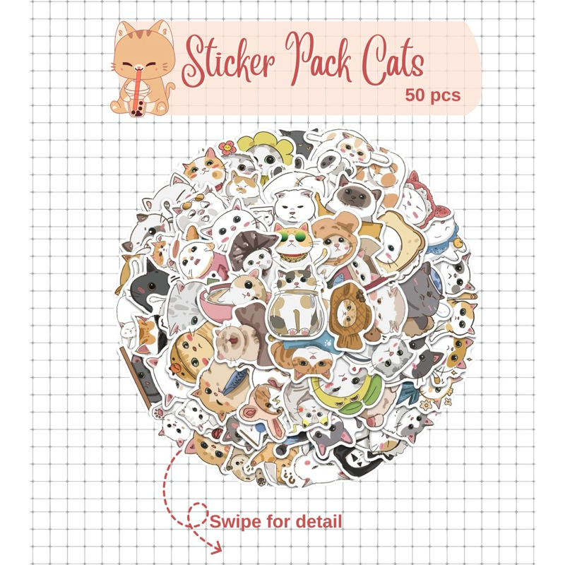 Jual Sticker Pack Meme Kucing Aesthetic Paper Vinyl Waterproof Dekorasi ...