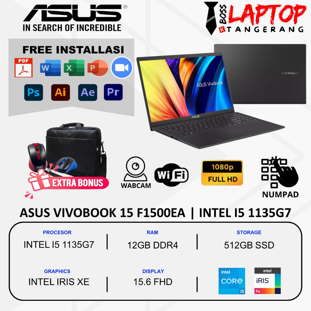 Jual LAPTOP ASUS VIVOBOOK 15 F1500EA INTEL CORE I5 1135G7 RAM 12GB SSD ...