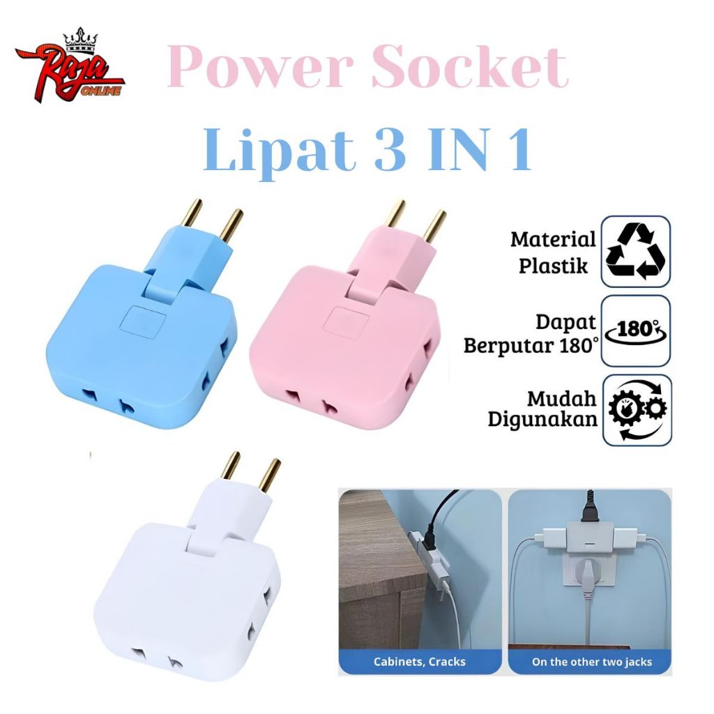 Jual SOCKET - 3 in 1 Power Socket Extension Plug Lipat Adapter Travel ...