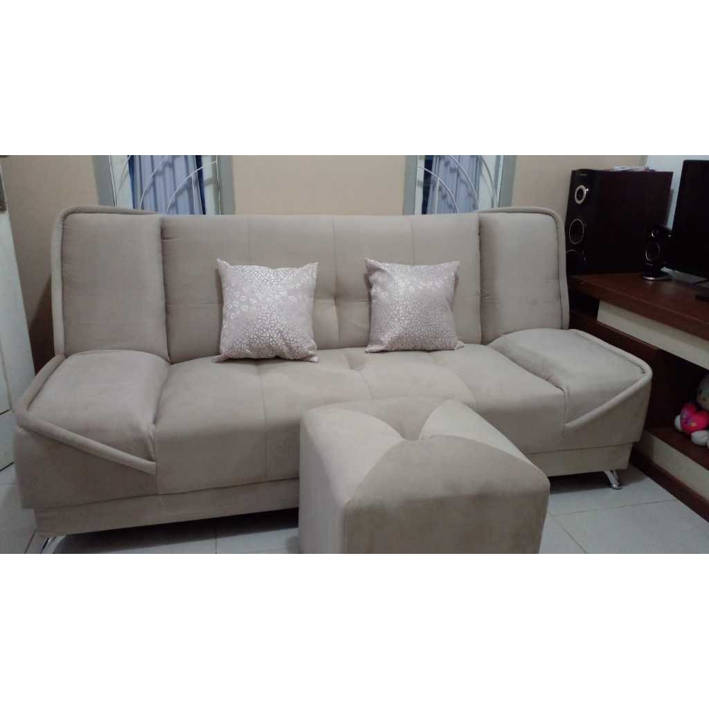 Jual Wilson Interior Sofa bed Minimalist Kain Cream 601 Free puff 1 ...