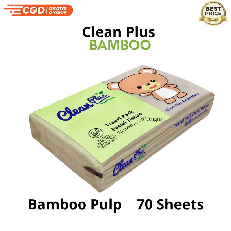 Jual Tisu Tissue Clean Plus Bamboo Isi 70 Sheets / 2 Ply / Tissue Bambo ...