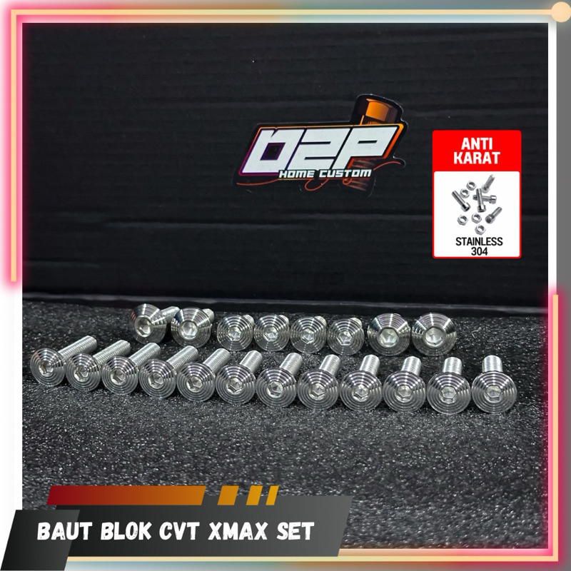 Jual baut blok cvt Xmax baut cover blok cvt xmax L stainless custom ...