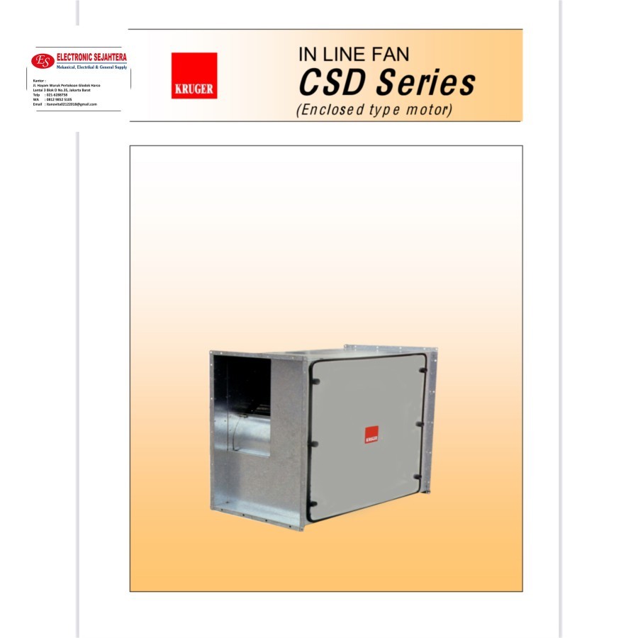 Jual Centrifugal in line KRUGER CSD 315 6P-1 3SC 2630cmh/709watt/940rpm ...