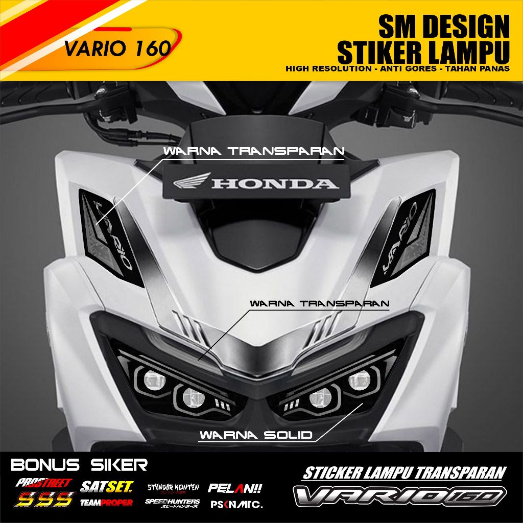 Jual Sticker Variasi Lampu Alis Motor VARIO 160 New - Stiker Mata Lampu ...