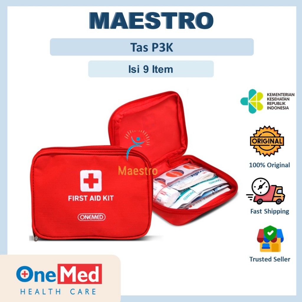 Jual Tas P3K Onemed First Aid Kit Bag Dompet Pocket Merah Isi 9 Item ...