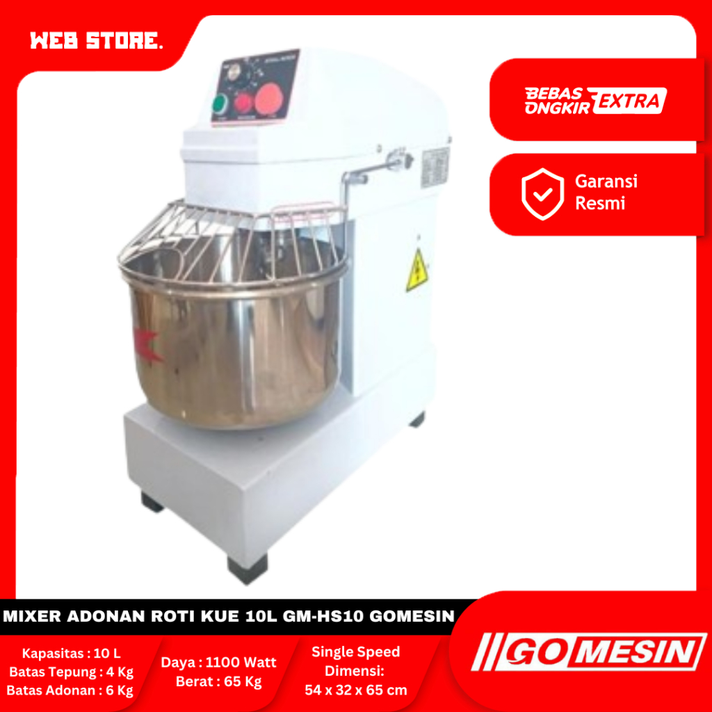 Jual Spiral Mixer Adonan Roti Kue Kapasitas 10Liter GM-HS10 GM HS10 ...